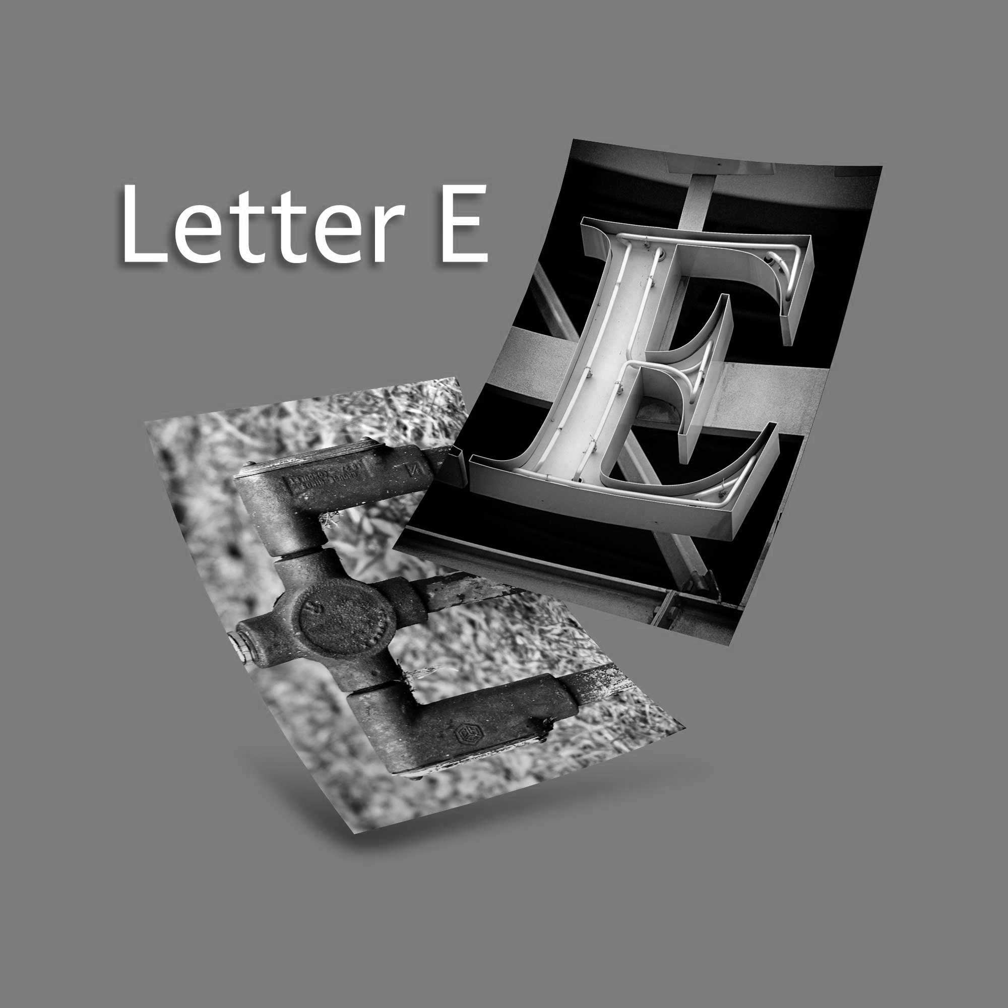 Black and White Letter E – LetterArt.com