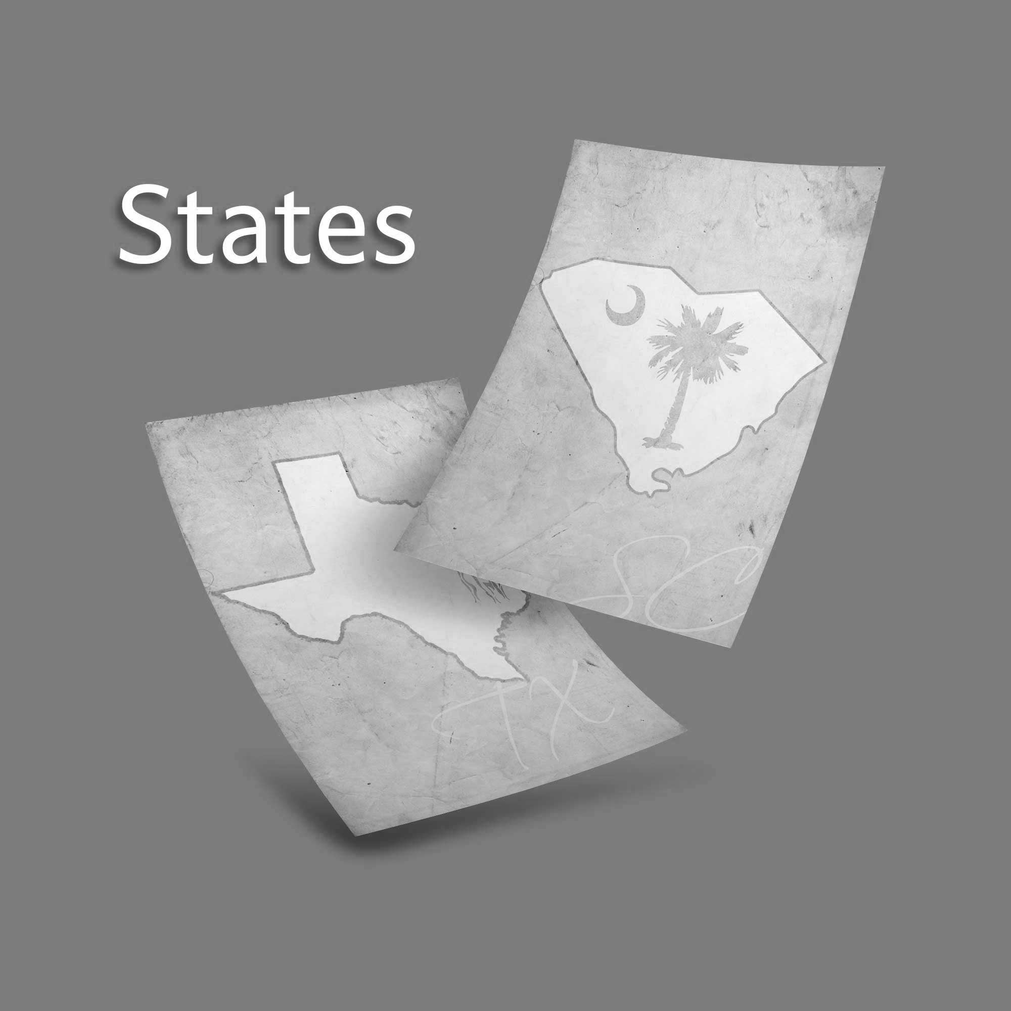 Black and White States – LetterArt.com
